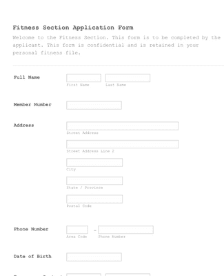 Fitness Section Questionnaire Form Template | Jotform