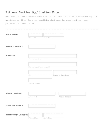Fitness Section Questionnaire Form Template | Jotform