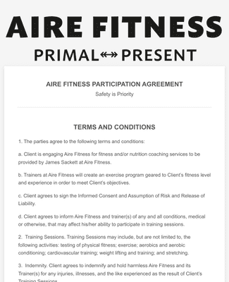 Fitness Waiver Form Template | Jotform