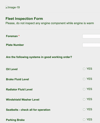 Fleet Inspection Form Template | Jotform