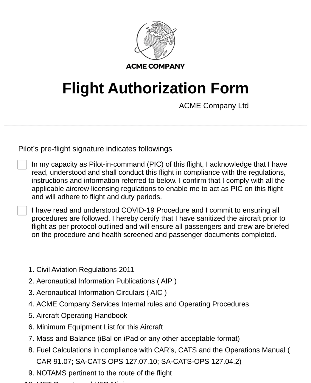 Flight Authorization Form Template | Jotform Flight Authorization Form Template | Jotform