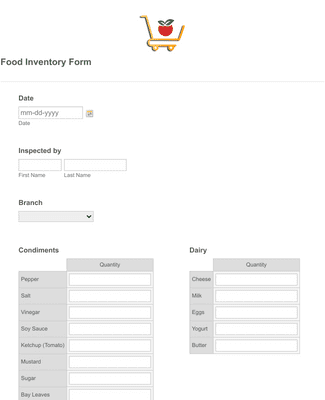 Food Inventory Form Template | Jotform