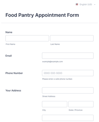 Food Pantry Appointment Form Template | Jotform