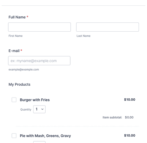 Food Pre-Order Form Template | Jotform