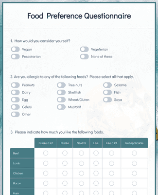 Food Preference Questionnaire Form Template | Jotform
