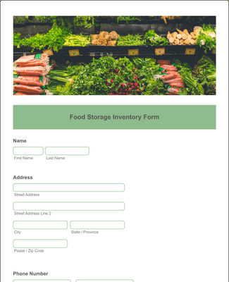 Food Storage Inventory Form Template | Jotform