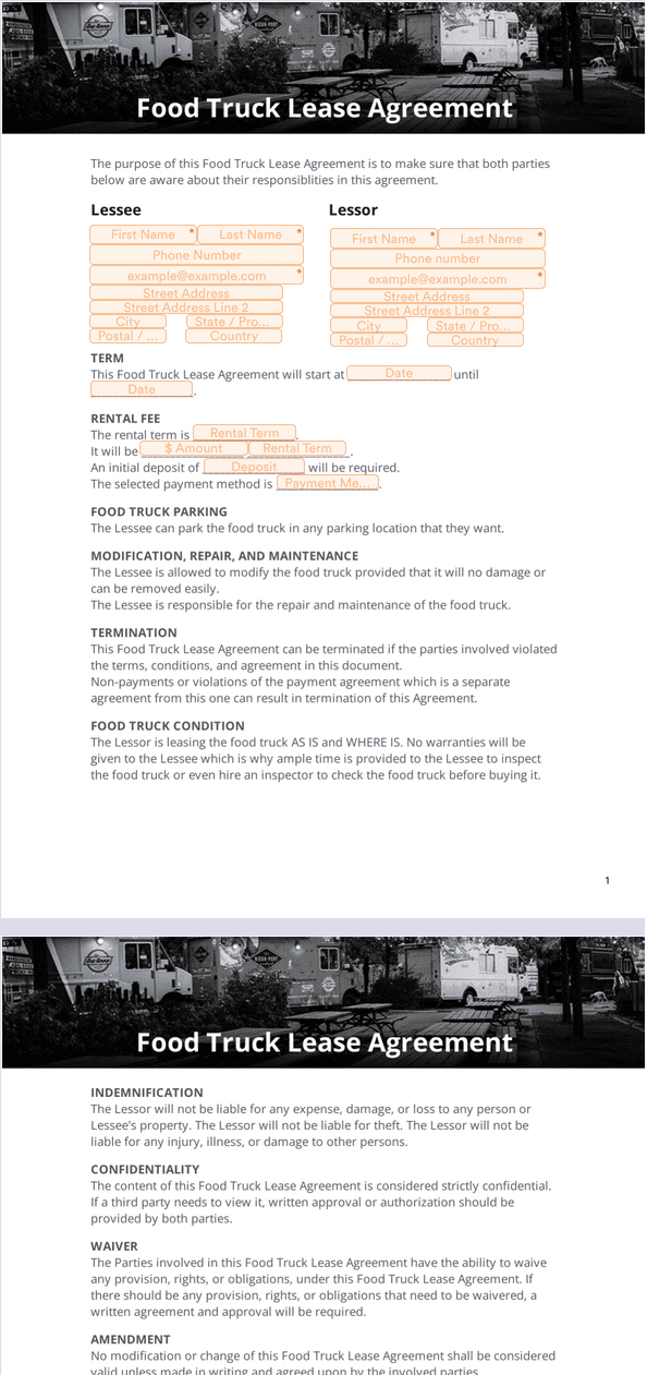 Truck Lease Agreement Template