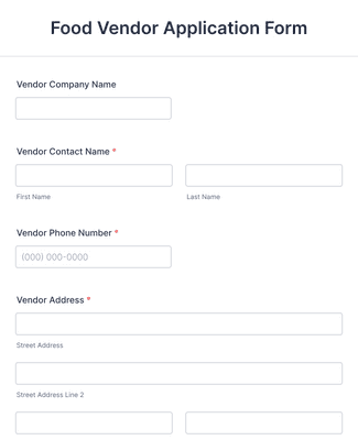 Food Vendor Application Form Template | Jotform