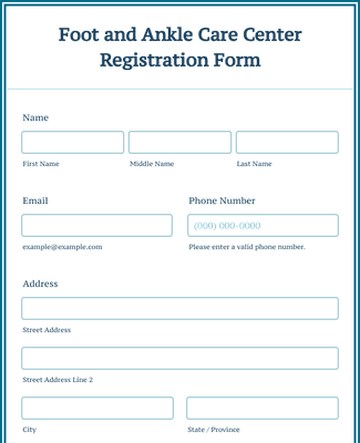 Foot and Ankle Care Center Registration Form Template | Jotform