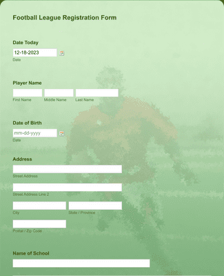 Football League Registration Form Template | Jotform