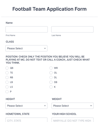 Football Team Application Form Template | Jotform