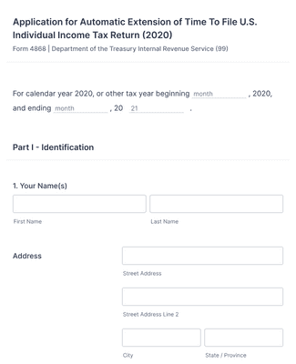Form 4868 Tax Extension Form Template | Jotform