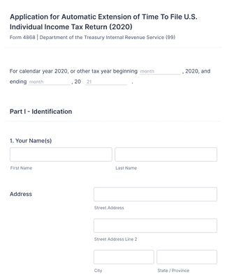 Form 4868 Tax Extension Form Template | Jotform