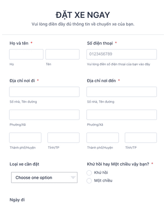 Form đặt hàng xe dịch vụ Form Template | Jotform