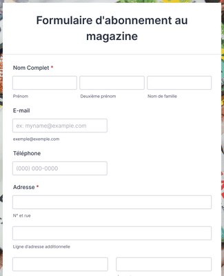 Formulaire d'abonnement au magazine Modèle du formulaire | Jotform