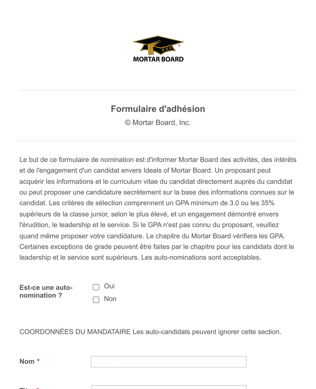 Formulaire d'adhésion Modèle du formulaire | Jotform