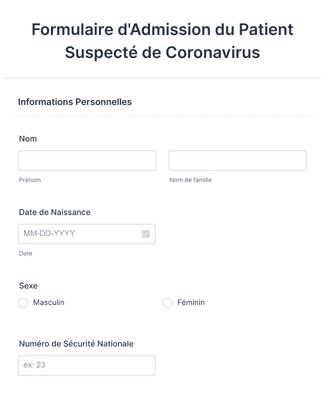 Formulaire d'Admission du Patient Suspecté de Coronavirus Modèle du ...