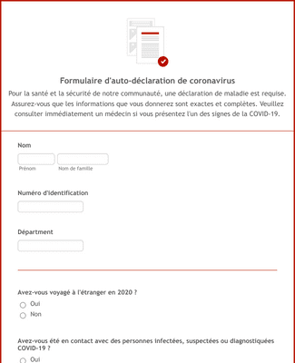 Formulaire d'auto-déclaration Modèle du formulaire | Jotform