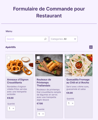 Formulaire de Commande pour Restaurant Modèle du formulaire | Jotform
