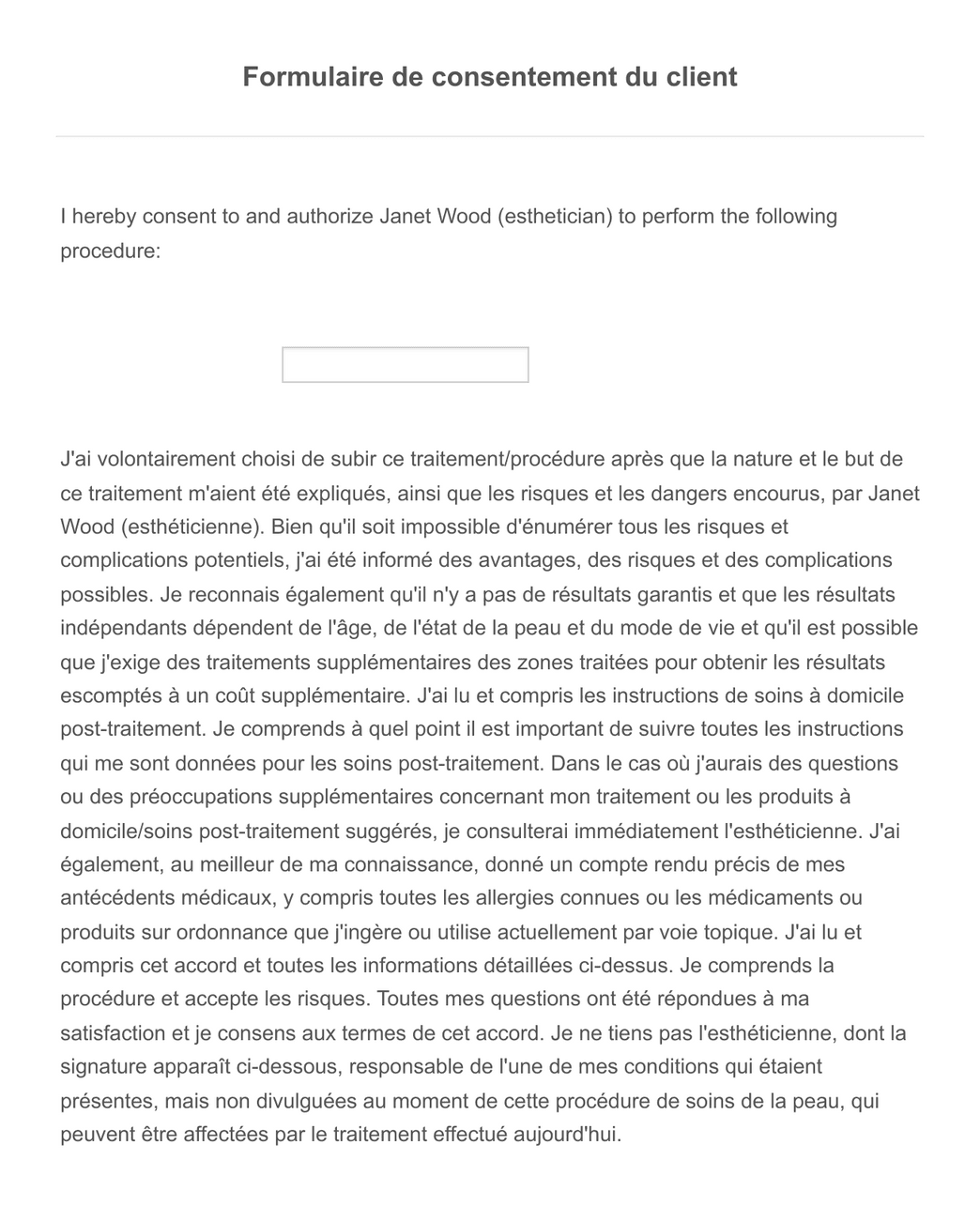 Formulaire de consentement du client Modèle du formulaire | Jotform