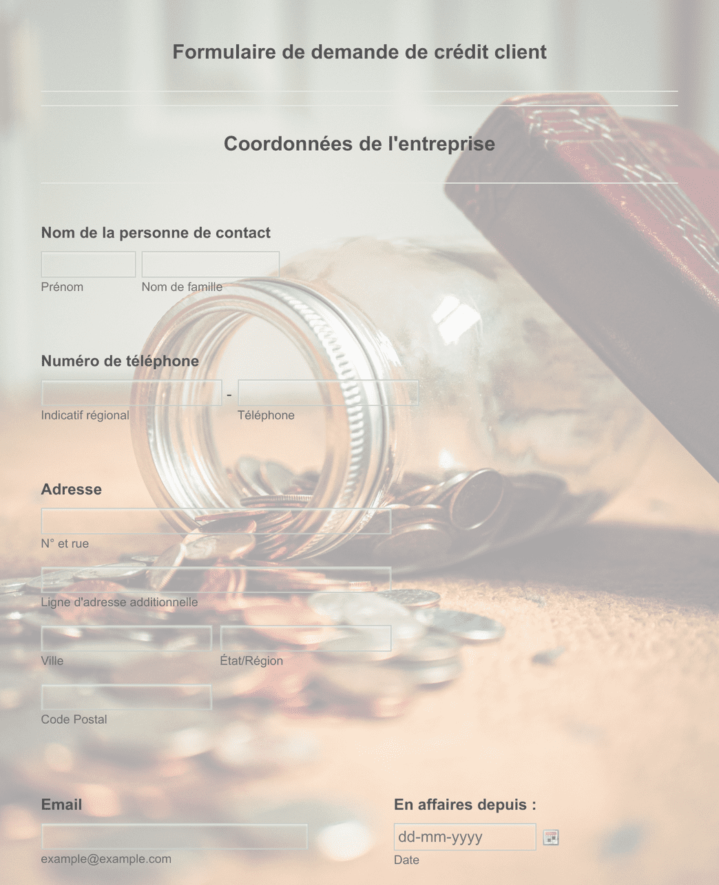 Formulaire de demande de crédit client Modèle du formulaire | Jotform