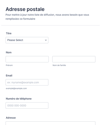 Formulaire de mise à jour de l'adresse postale Modèle du formulaire ...