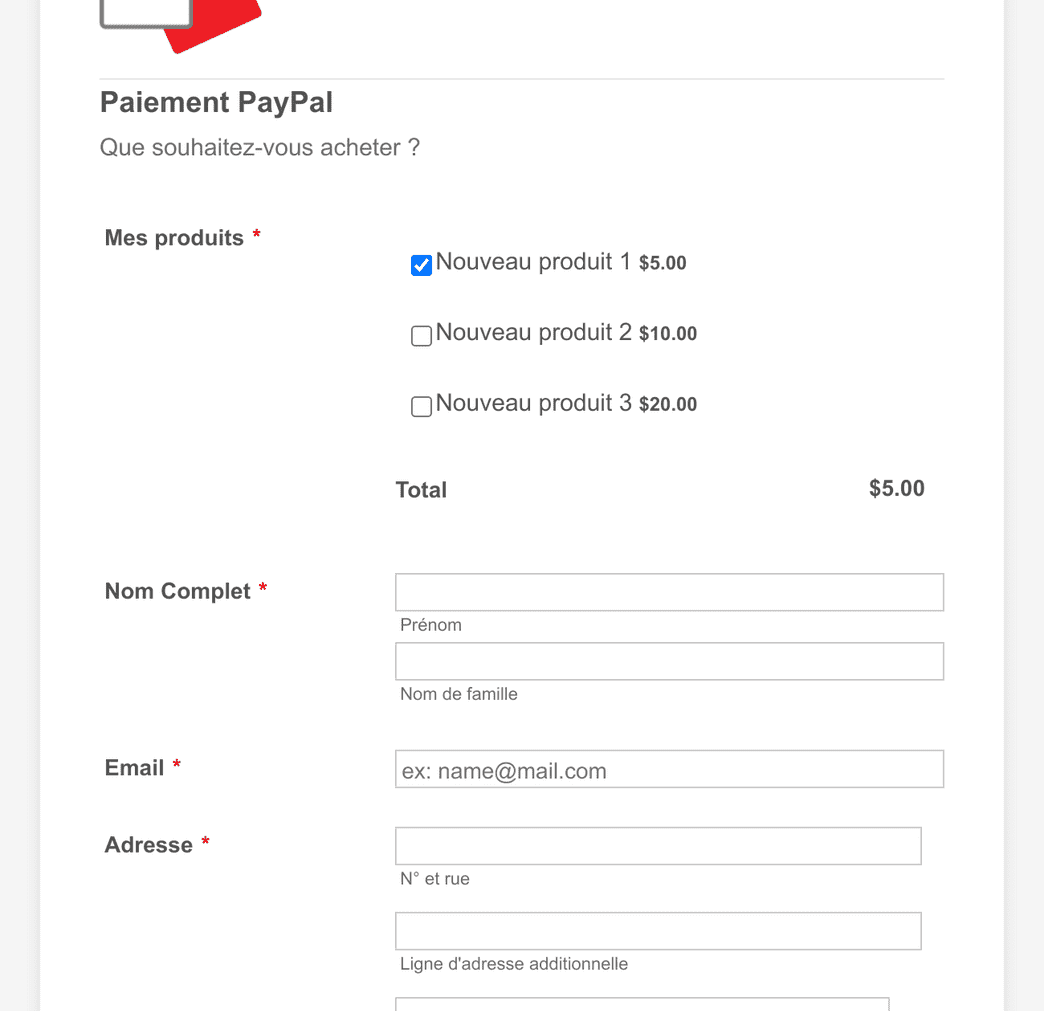 Formulaire de paiement Paypal responsive Modèle du formulaire | Jotform