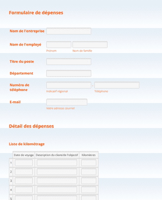 Formulaire de remboursement des dépenses avec calculs Modèle du ...
