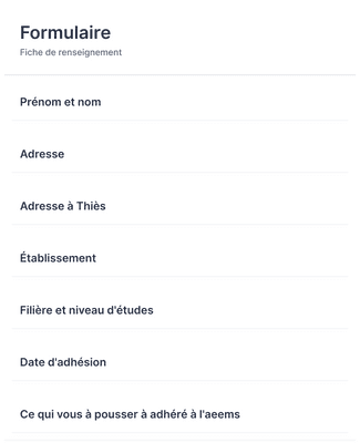 Formulaire de renseignements Modèle du formulaire | Jotform