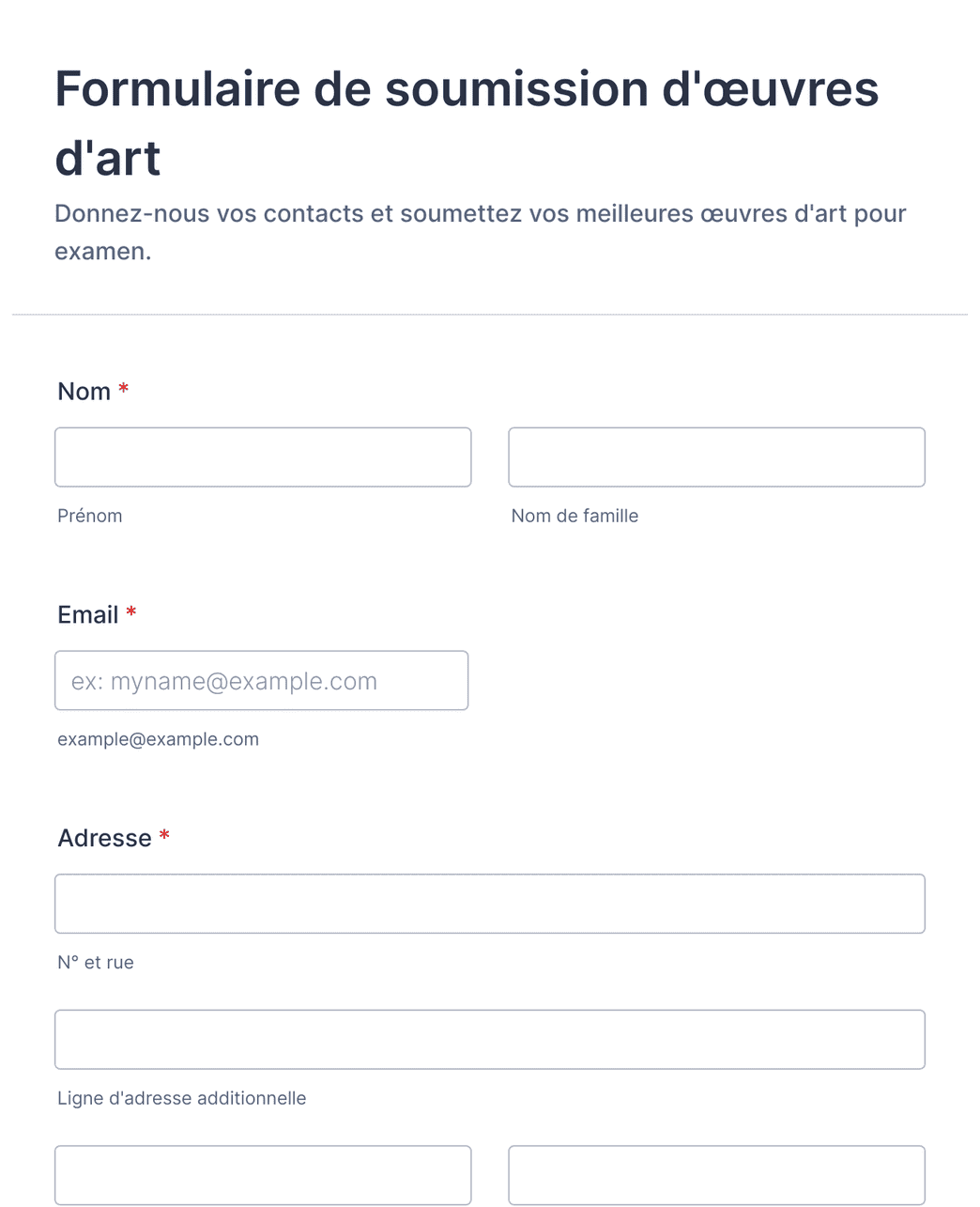 Formulaire de soumission d'art Modèle du formulaire | Jotform