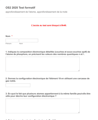 Formulaire de test formatif Modèle du formulaire | Jotform