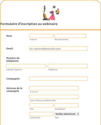 Formulaire d'inscription au webinaire Modèle du formulaire | Jotform