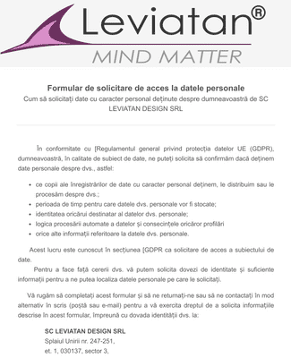 Formular de solicitare de acces la datele personale-LEVIATAN Form ...