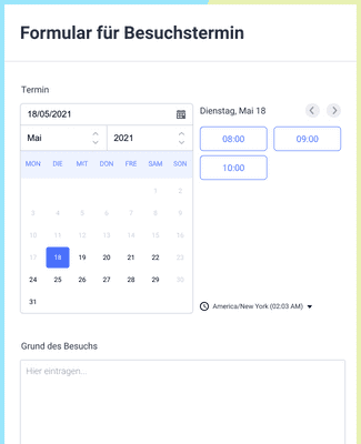 online Termin-Formular Formularvorlage | JotForm