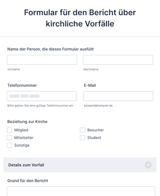 Formular für den Bericht über einen Schulvorfall Formularvorlage | Jotform