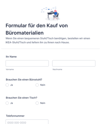 Formular für den Kauf von Büromaterialien Formularvorlage | Jotform