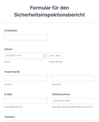 Formular für Sicherheitsempfehlungen Formularvorlage | Jotform