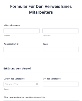 Formular Für Den Verweis Eines Mitarbeiters Formularvorlage | Jotform