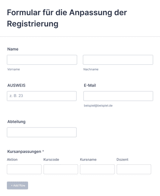 Formular für die Anpassung der Registrierung Formularvorlage | Jotform