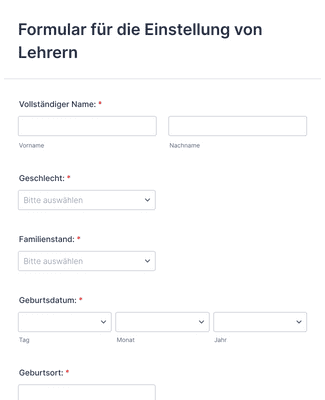 Formular für die Einstellung von Lehrern Formularvorlage | Jotform