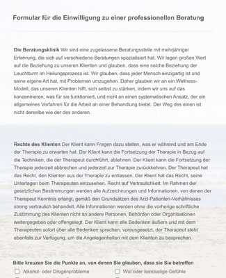 Formular für die Einwilligung zu einer professionellen Beratung ...