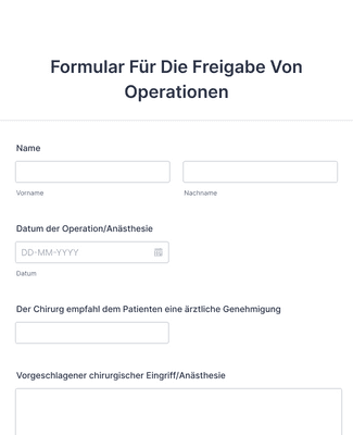 Formular Für Die Freigabe Von Operationen Formularvorlage | Jotform