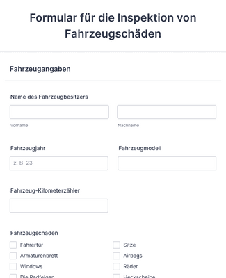 Formular für die Inspektion von Fahrzeugschäden Formularvorlage | Jotform