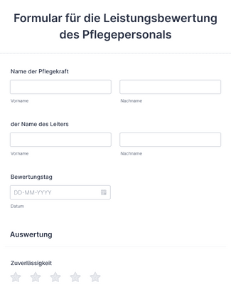 Formular für die Leistungsbewertung des Pflegepersonals Formularvorlage ...