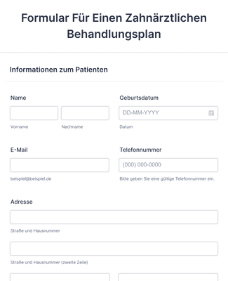 Formular Für Einen Zahnärztlichen Behandlungsplan Formularvorlage | Jotform