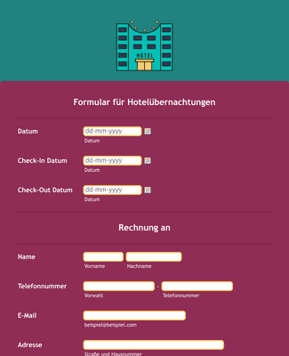 Formular für Hotelübernachtungen Formularvorlage | Jotform