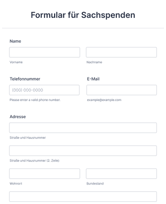 Formular für Sachspenden Formularvorlage | Jotform