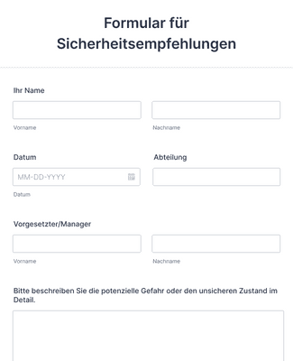 Formular für Sicherheitsempfehlungen Formularvorlage | Jotform