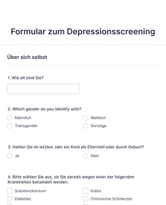 Formular zum Depressionsscreening Formularvorlage | Jotform