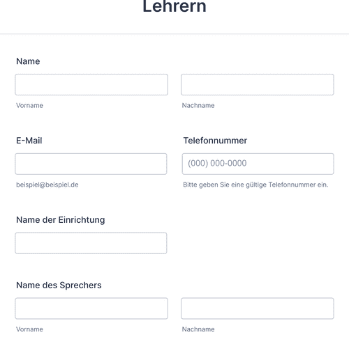 Formular zur Anerkennung von Lehrern Formularvorlage | Jotform
